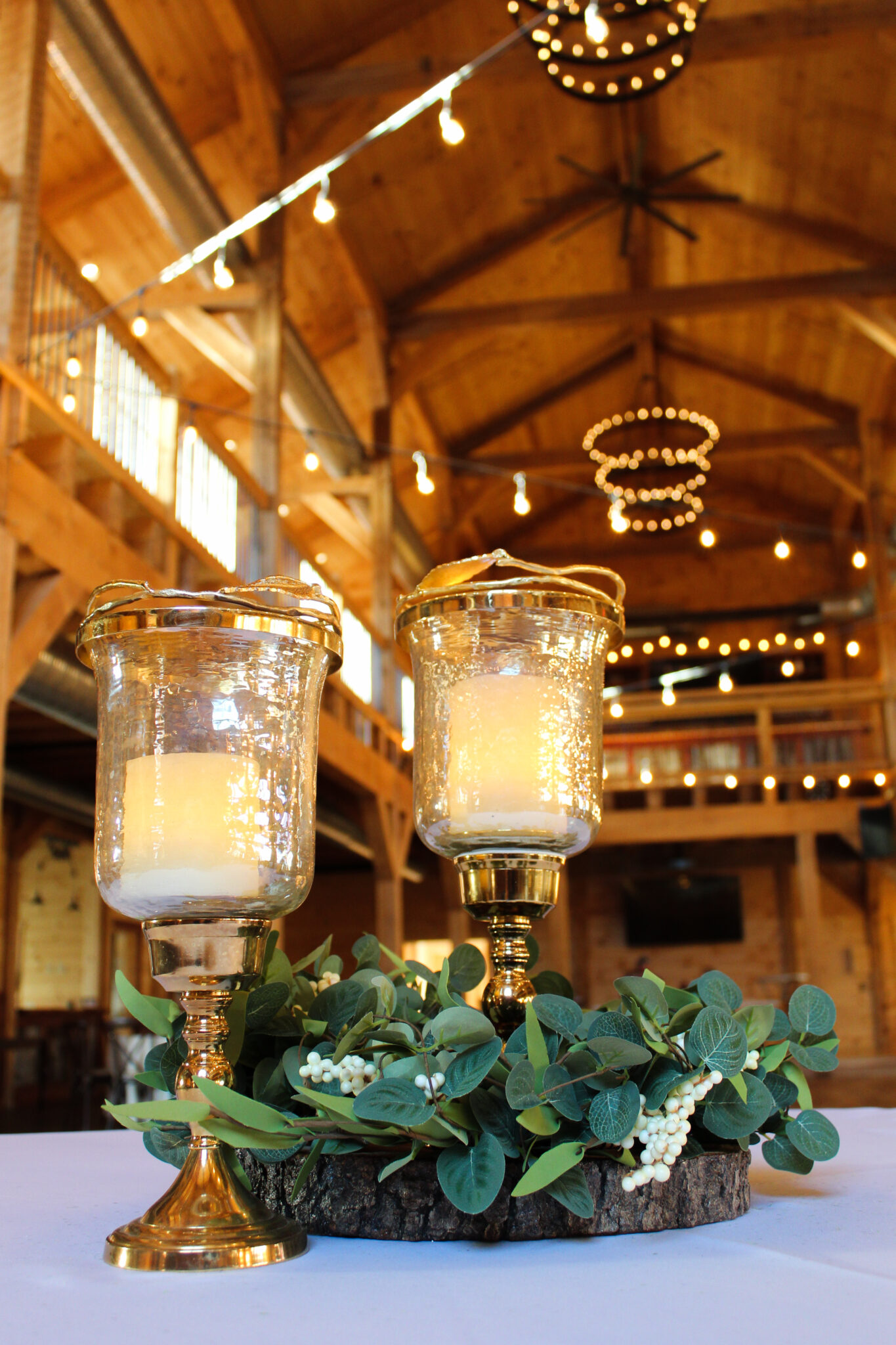 Tall Gold Votives with Leaves (Purchase on-site) - Tall Oaks Resort
